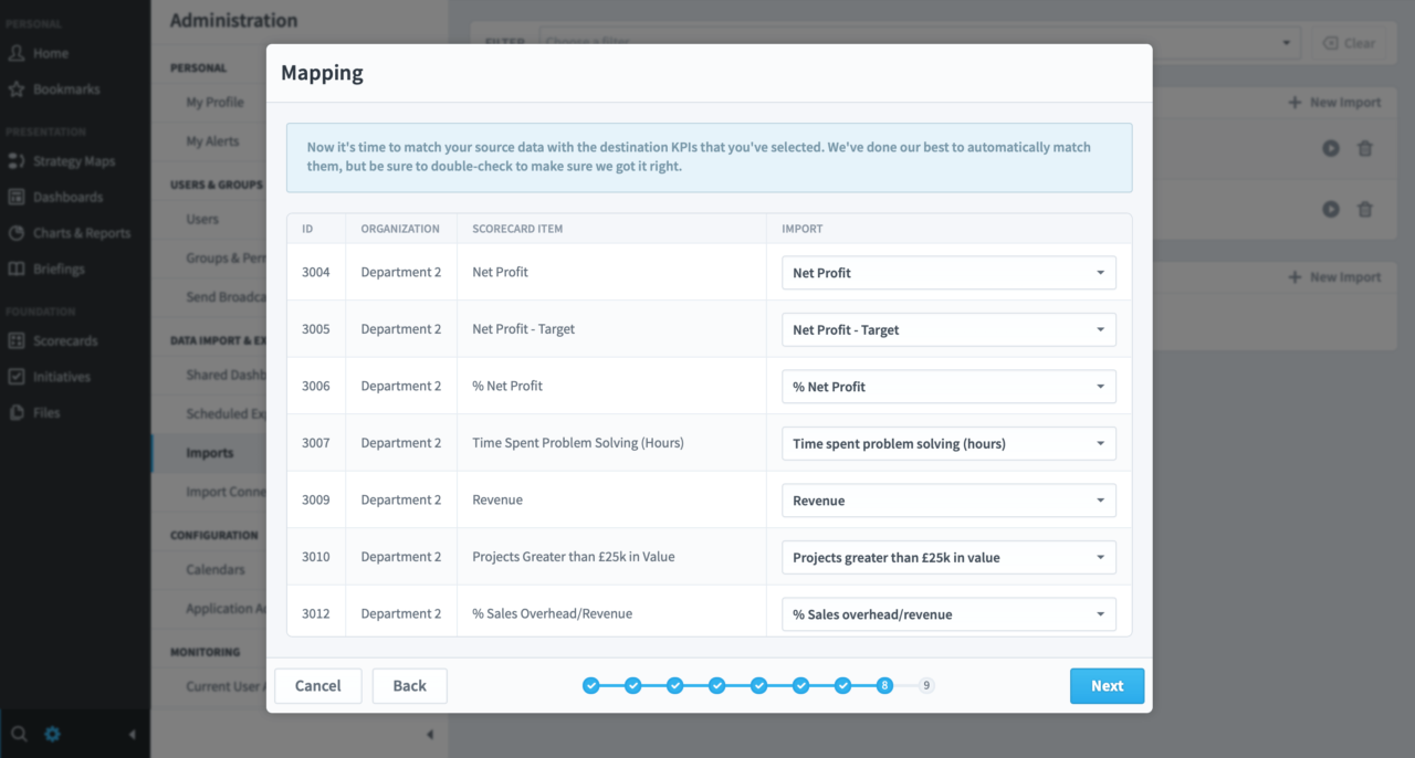 Importing actual values - Intrafocus