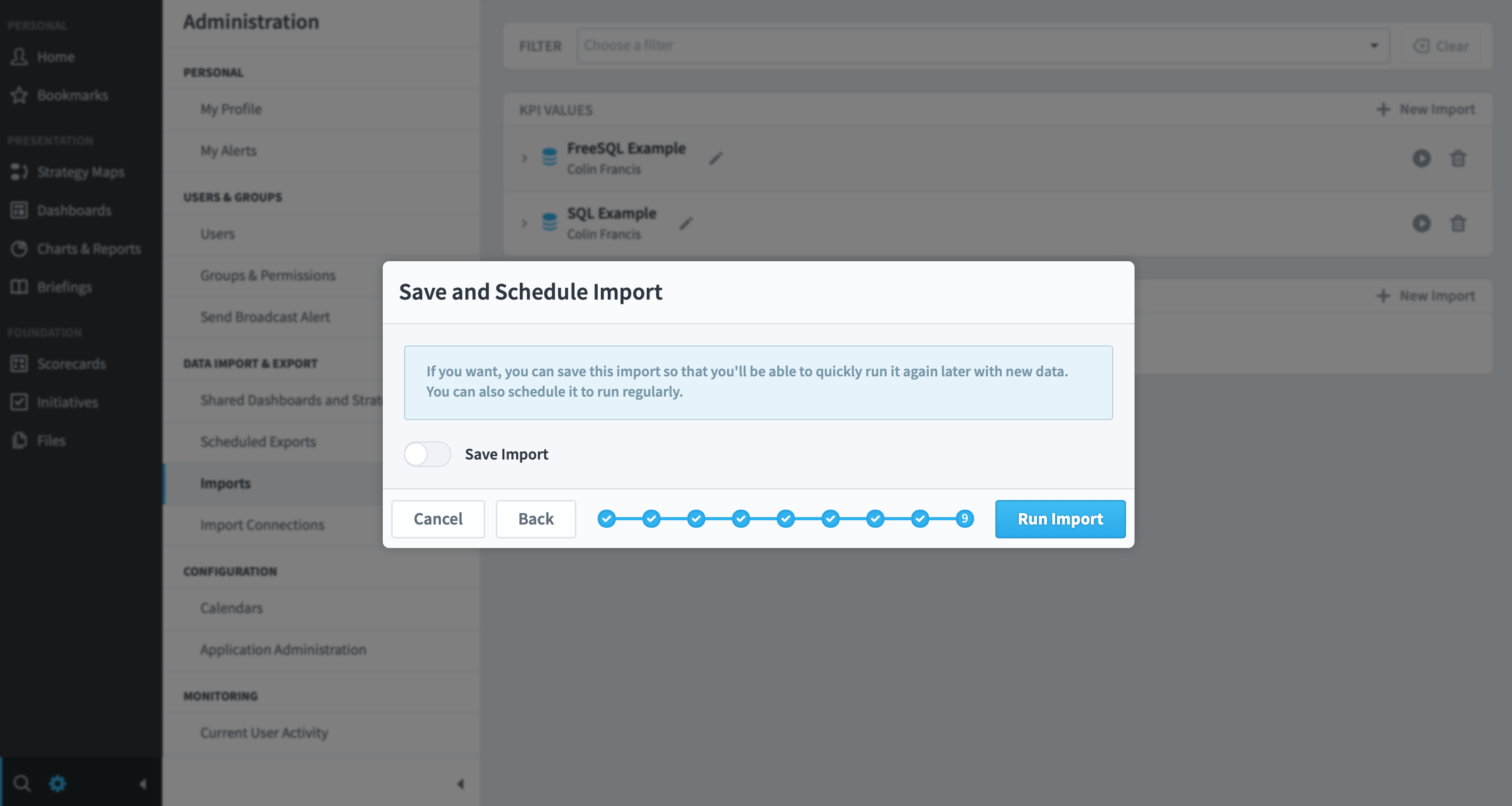 Importing actual values - Intrafocus