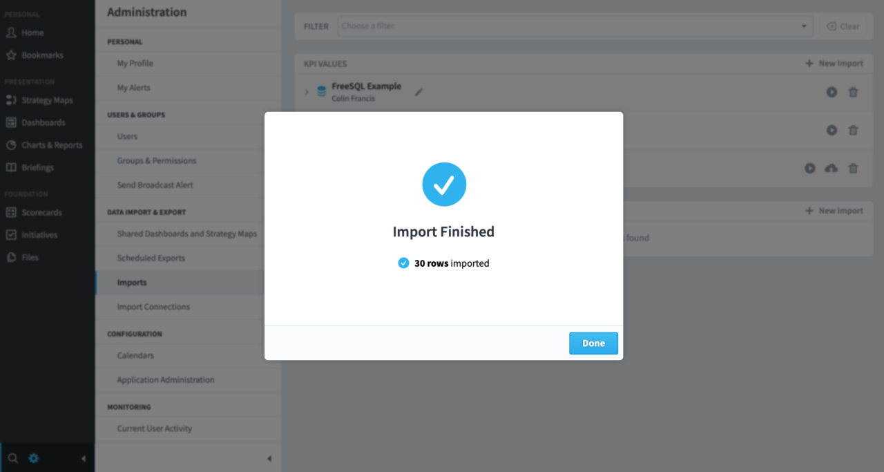 Importing actual values - Intrafocus