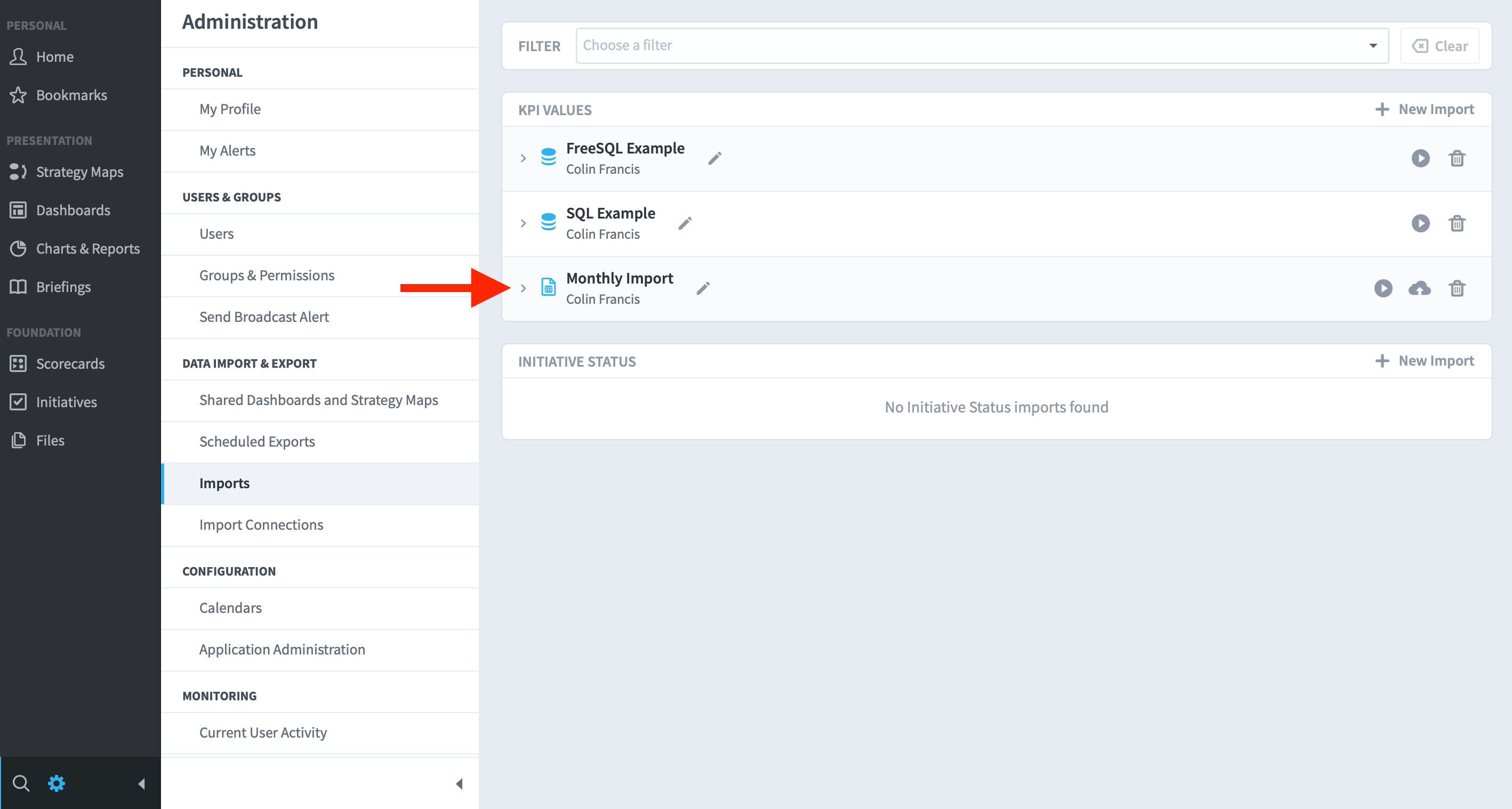 Importing actual values - Intrafocus