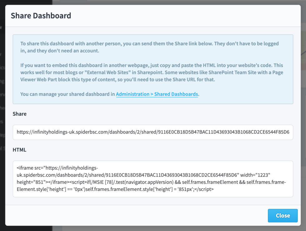 Shared Dashboards - Intrafocus