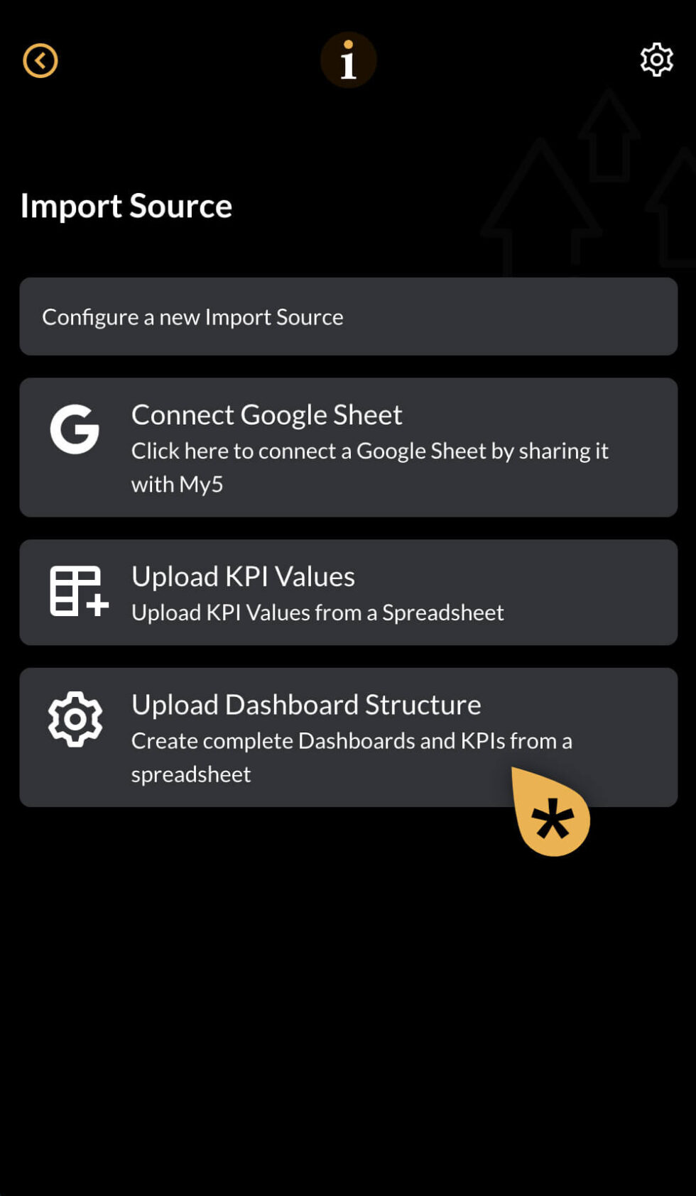 My5 - Upload dashboards and KPIs - Intrafocus
