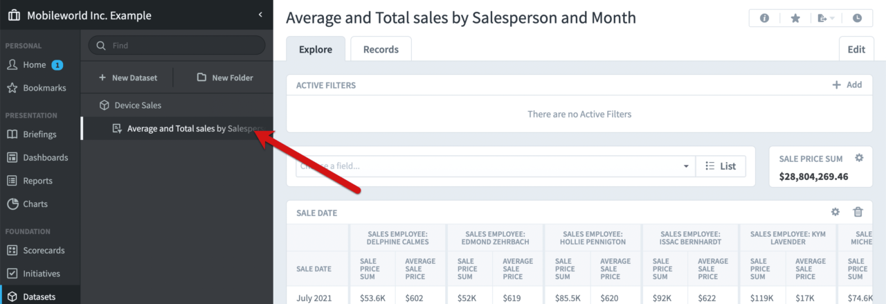 Exploring Dataset Data - Intrafocus