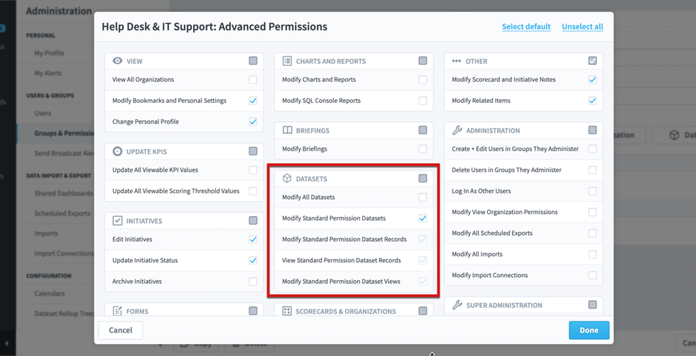 Dataset Permissions - Intrafocus