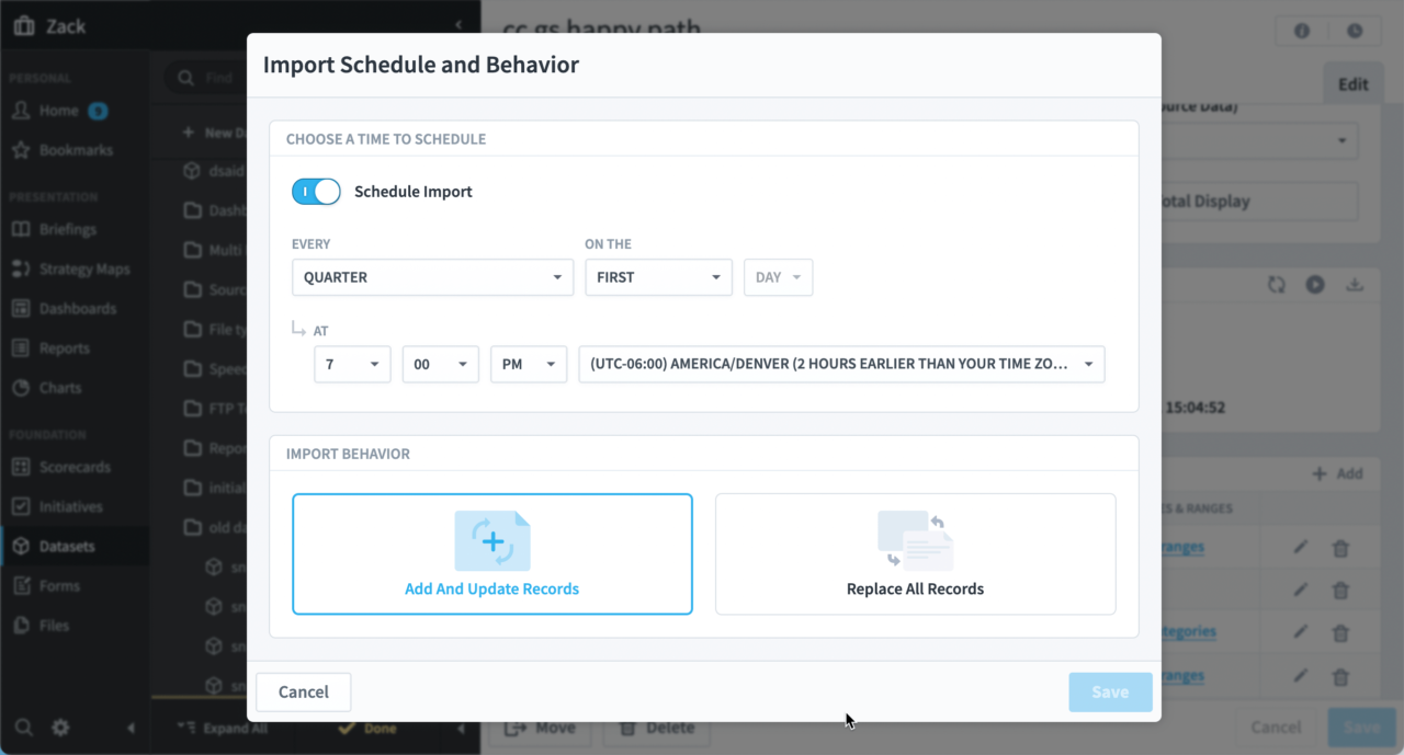 Updating Dataset Records - Intrafocus